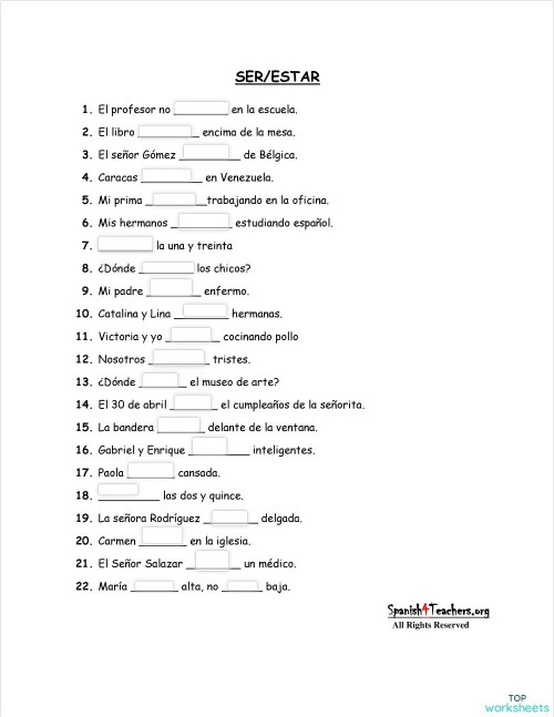 Ser y Estar. Ficha interactiva | TopWorksheets