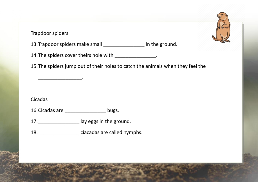 Animals in the Ground. Interactive worksheet | TopWorksheets