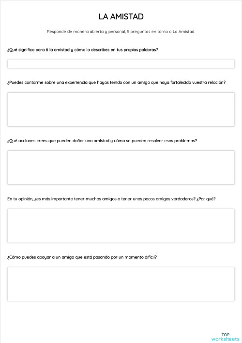 LA AMISTAD. Ficha interactiva | TopWorksheets