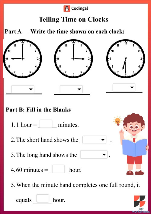 M_G03M26L56_WC03_Telling Time on Clocks. Interactive worksheet ...