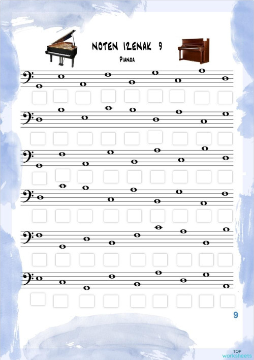 1. Maila PIANOA Notenn zenak 9. Interactive worksheet | TopWorksheets
