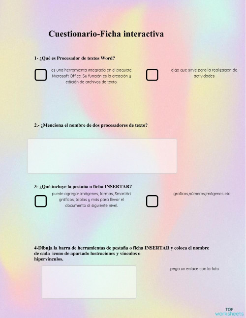 cuestionario. Ficha interactiva | TopWorksheets