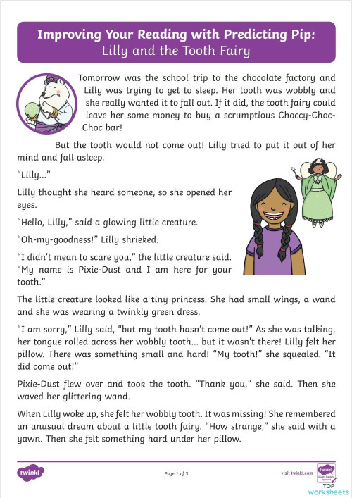 Lily and the Tooth Fairy. Interactive worksheet | TopWorksheets
