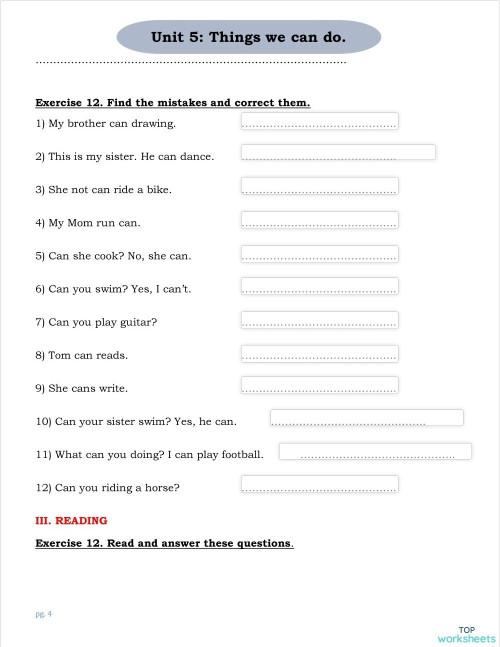 GS4.5 - Things we can do - Find mistakes. Interactive worksheet ...