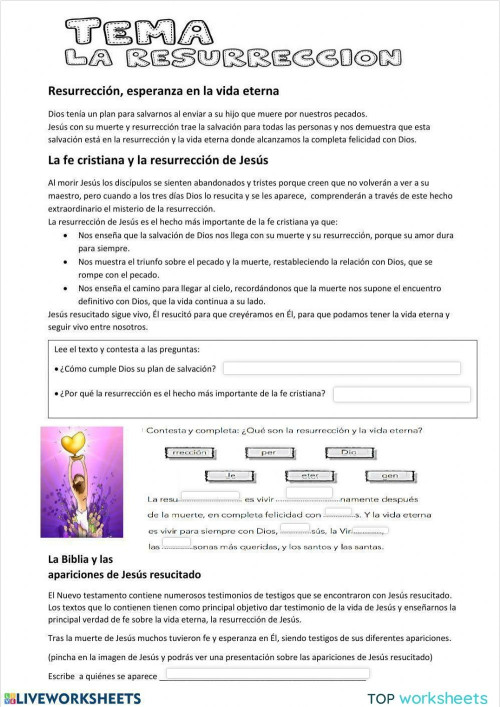 La resurrección. Ficha interactiva | TopWorksheets