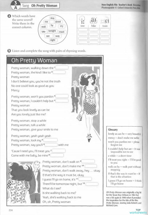 ISP2 3A Song Pretty Woman. Interactive worksheet | TopWorksheets