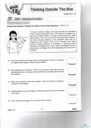 Thinking Outside The Box (Listening & Speaking). Interactive worksheet ...