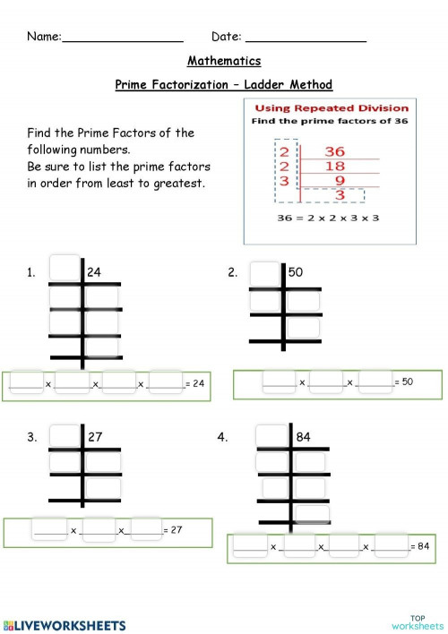Year 6 - Factorise composite number using continued division method ...
