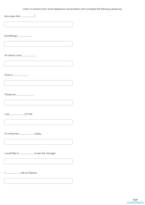 Listen to extracts from some telephone conversations and complete the ...