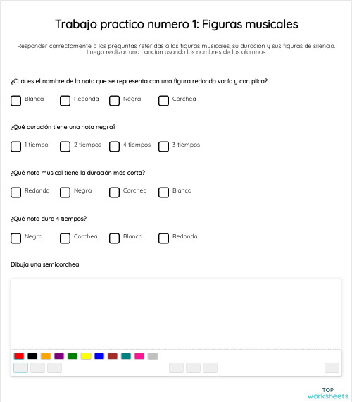 NOTAS MUSICALES 1. Ficha interactiva | TopWorksheets