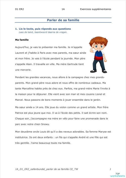 1A_D1_ER2_parler de sa famille_CE. Fiche interactive | TopWorksheets