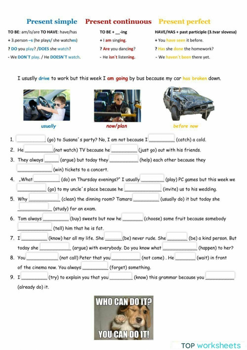 Present tenses. Interactive worksheet | TopWorksheets