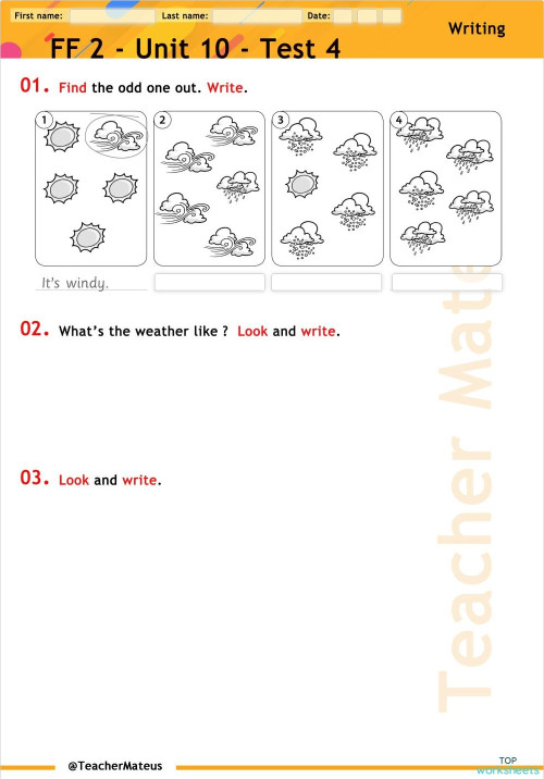 FF 2 - Unit 10 - Test 4 - Writing. Interactive worksheet | TopWorksheets