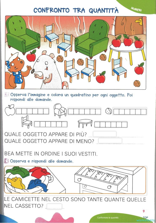 CONFRONTO TRA QUANTITA'. Scheda interattiva | TopWorksheets