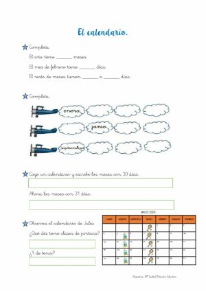 El calendario y sus meses. Ficha interactiva | TopWorksheets