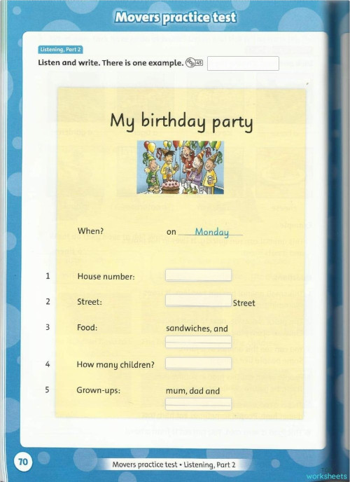 001 5th Listening Part 2. Interactive worksheet | TopWorksheets