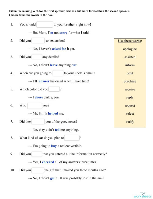 Vocab-Verbs (Different Registers) (Goes with Biz Email lesson ...