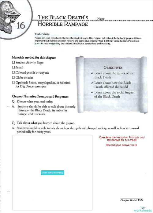 Chapter 16: Pg 155-156 The Black Death's Horrible Rampage. Interactive ...