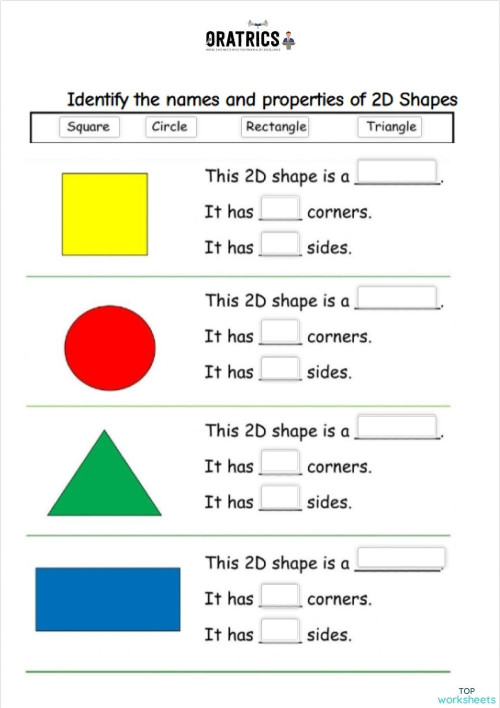 Properties of 2D Shapes. Interactive worksheet | TopWorksheets