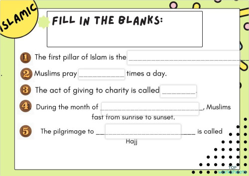 Pillars of Islam. Interactive worksheet | TopWorksheets