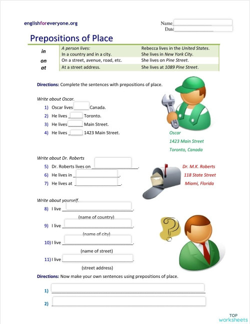 Prepositions of place. Interactive worksheet | TopWorksheets