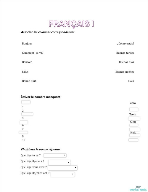 Adjectifs : fiches interactives et exercices en ligne | TopWorksheets
