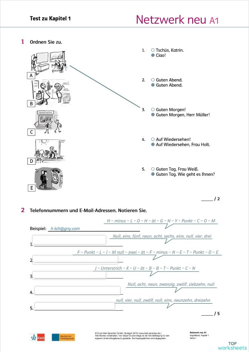A1-Kapitel 1-NetzwerkNeu. Interaktives Arbeitsblatt | TopWorksheets