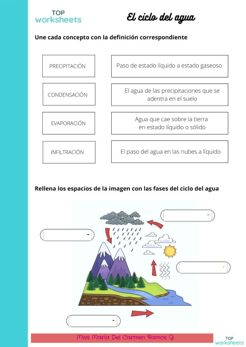 CICLO DEL AGUA. Ficha interactiva | TopWorksheets
