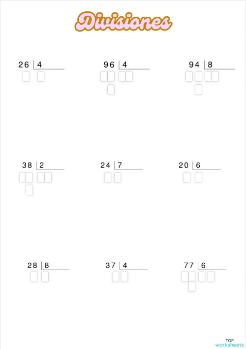 Divisiones. Ficha interactiva | TopWorksheets