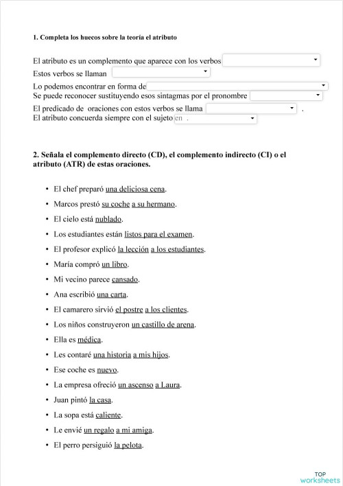 EL ATRIBUTO. Ficha interactiva | TopWorksheets