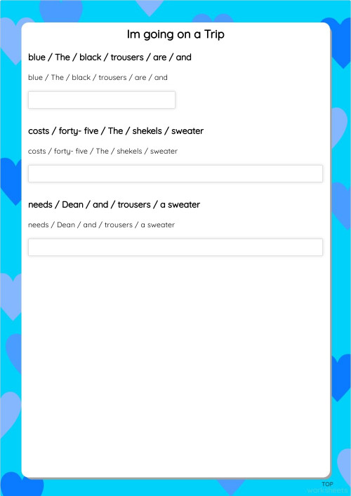 Im going on a Trip. Interactive worksheet | TopWorksheets