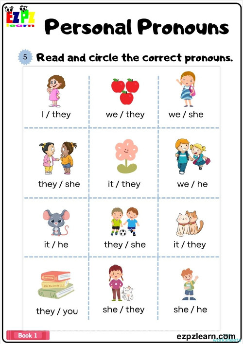 Personal Pronouns Interactive Worksheets