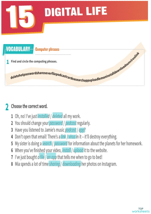 UNIT 15 VOCABULARY. Interactive worksheet | TopWorksheets