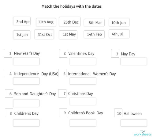 learn to listen dates. Interactive worksheet | TopWorksheets
