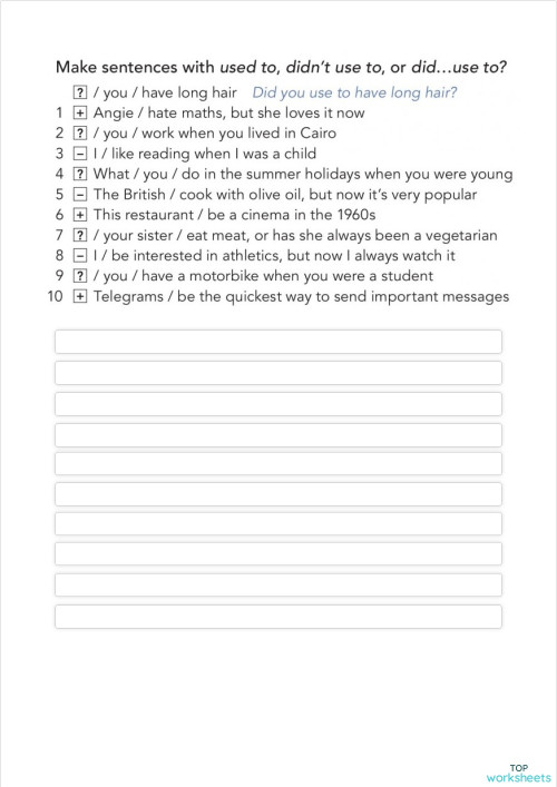 USED TO, PAST HABITS. Interactive worksheet | TopWorksheets