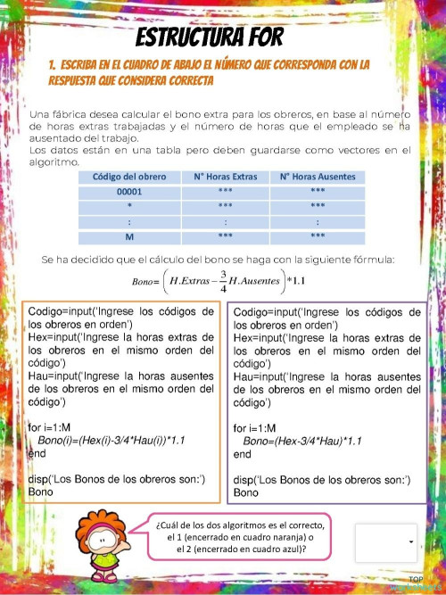 Estructura For. Ficha interactiva | TopWorksheets