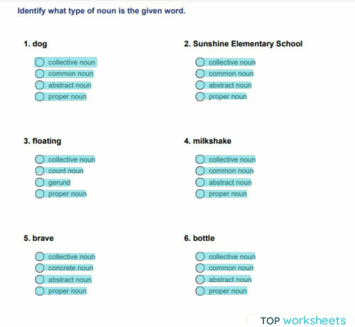 Nouns. Interactive worksheet | TopWorksheets