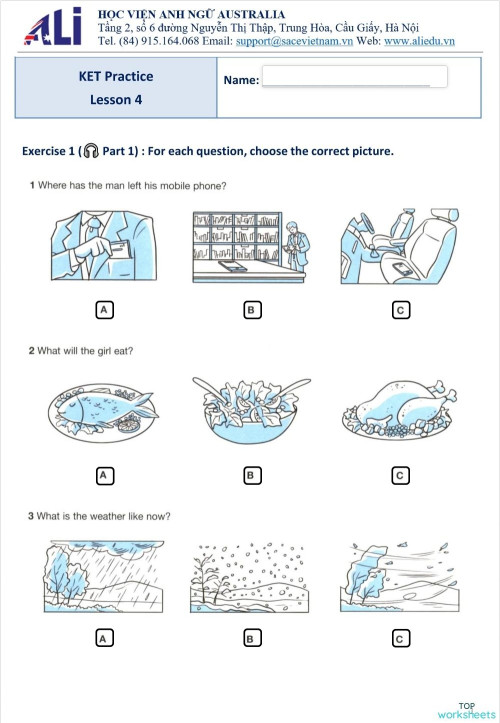 KET Practice_Week 4 _Homework. Interactive worksheet | TopWorksheets