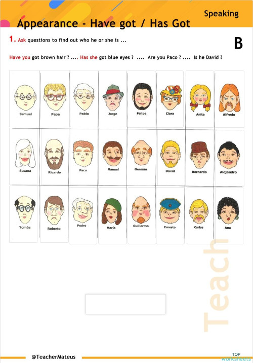 Appearance - Have got Has Got - Speaking - B. Interactive worksheet ...