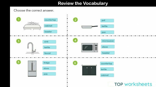 Vocabulary Kitchen. Interactive worksheet | TopWorksheets