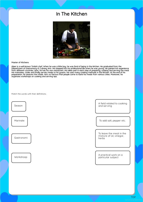 In the Kitchen. Interactive worksheet | TopWorksheets