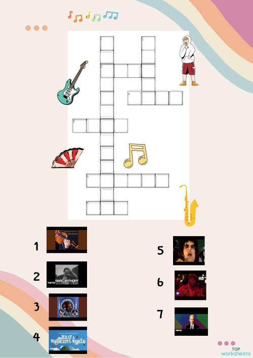 Géneros musicales: fichas interactivas y ejercicios online | TopWorksheets