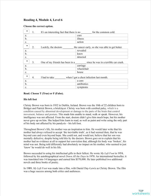 Reading M4 L6. Interactive worksheet | TopWorksheets