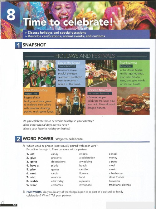 unit 8- time to celebrate. Interactive worksheet | TopWorksheets