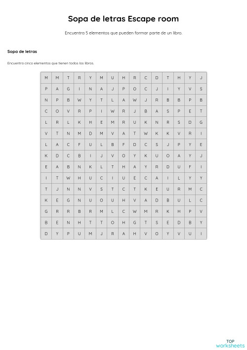 Sopa de letras Escape room. Ficha interactiva | TopWorksheets