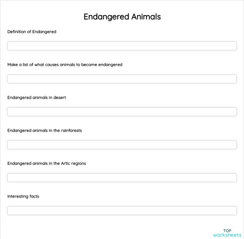 Endangered Animals. Interactive worksheet | TopWorksheets