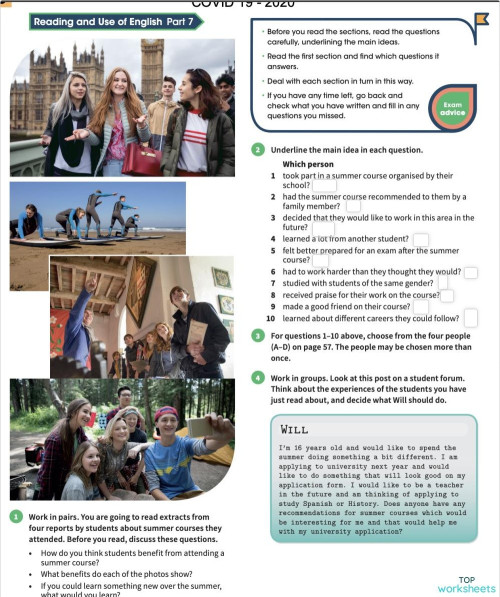 Cambridge First 3. Interactive worksheet | TopWorksheets