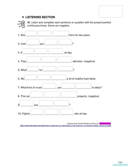 PRESENT CONTINUOUS - LISTENING part 1. Interactive worksheet ...