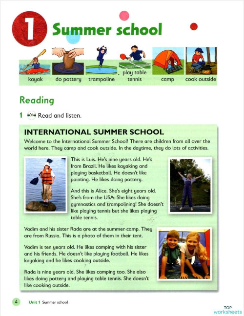 READING PRACTICE. Interactive worksheet | TopWorksheets