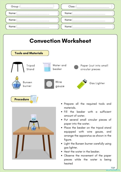 HEAT TRANSFER : CONVECTION WS. Interactive worksheet | TopWorksheets